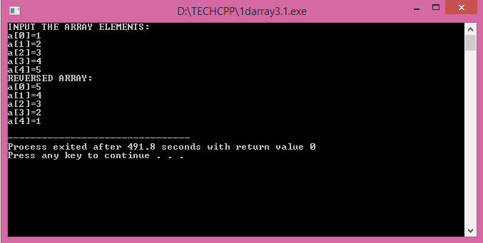 C Program To Reverse A Single Dimensional Array Without Using Another Array Devcppgcc Techcpp 8411