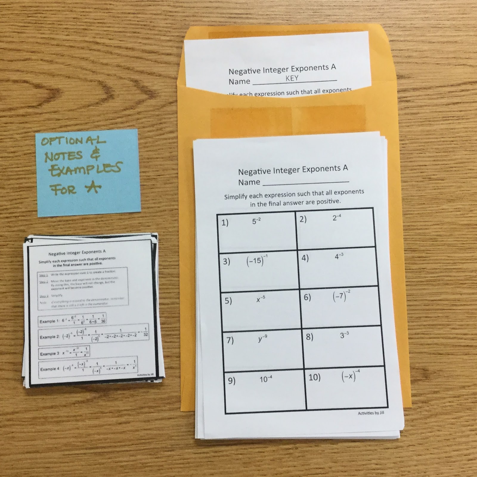 Interactive Ideas & Inspiration: Negative Integer Exponents Stations ...