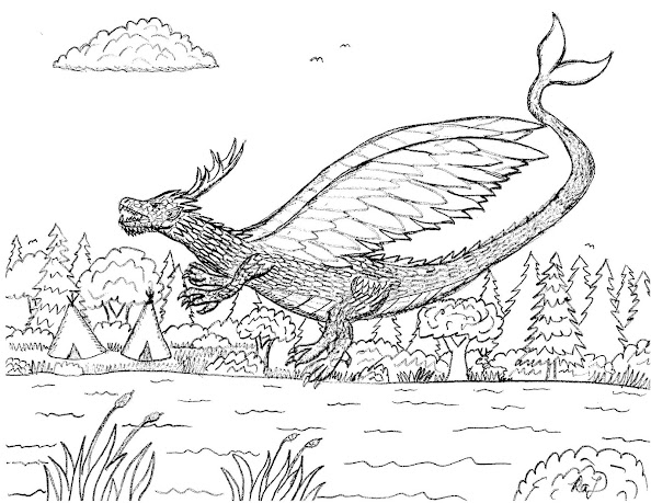 Robin's Great Coloring Pages: Dawndraco and the Native American Piasa ...