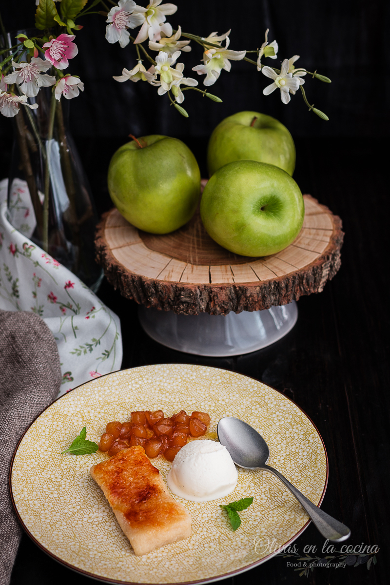 Pantela de manzana y miel, helado de vainilla y pimienta | Olivas en la ...