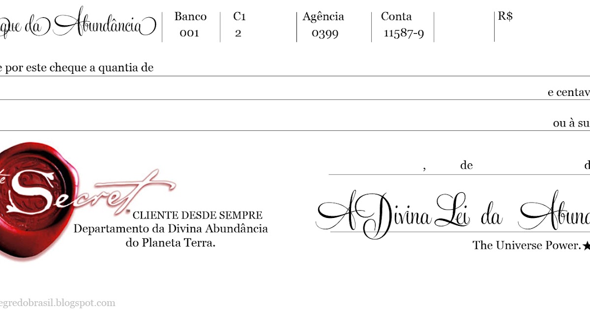 A Lei da Atração - O Segredo Brasil: Preencha seu Cheque da Abundância