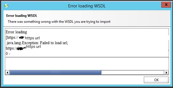 SoapUI error loading wsdl - org.apache.xmlbeans.XmlException error ...