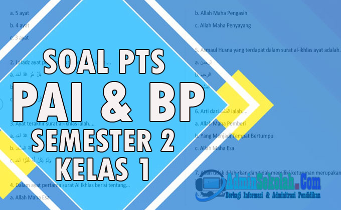Soal PTS PAI Kelas 1 SD Semester 2 Kurikulum 2013 - ADMIN SEKOLAH