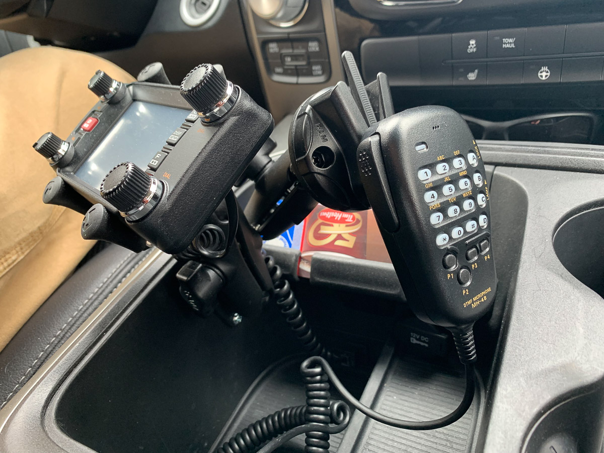 Mobile VHF/UHF Radio install in a RAM 1500