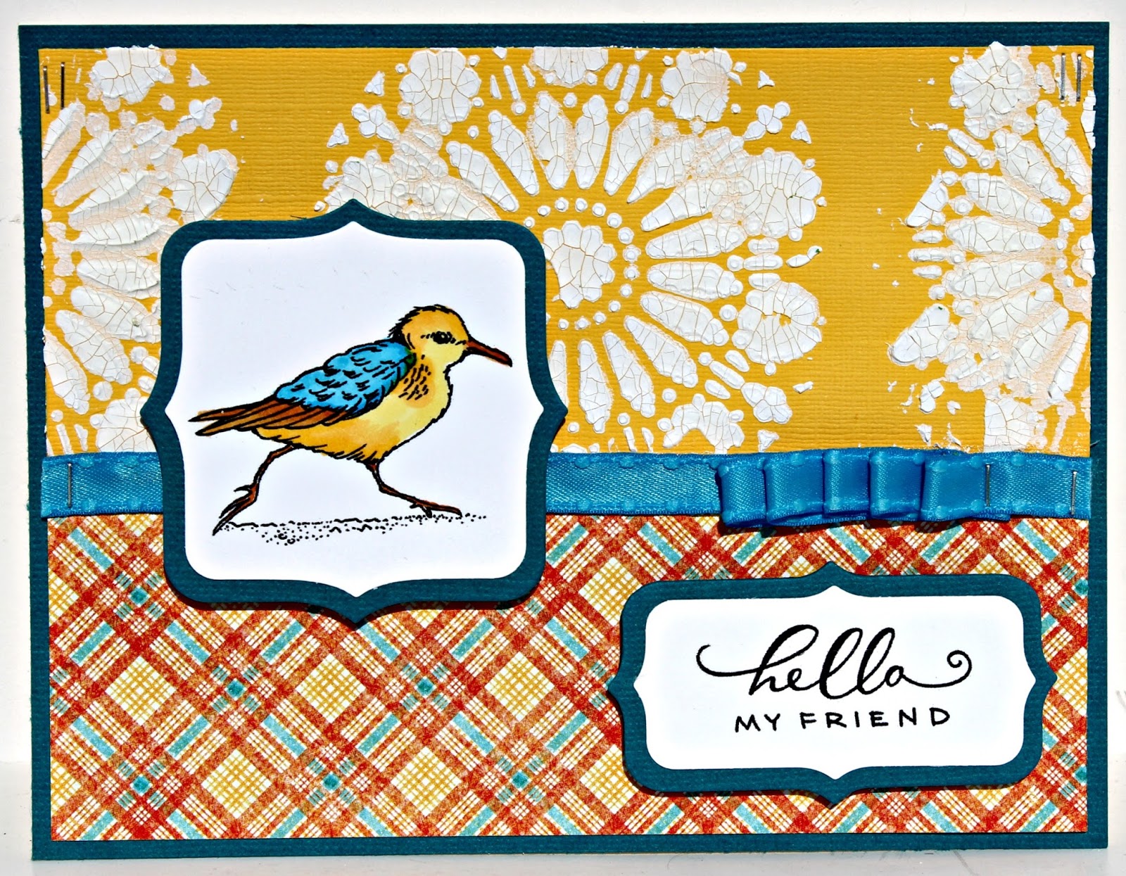 Pam Bray Designs: A Girl with Flair: Hello My Friend Card with Stampendous