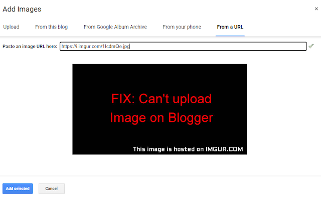 FIX: Can't upload Image on Blogger