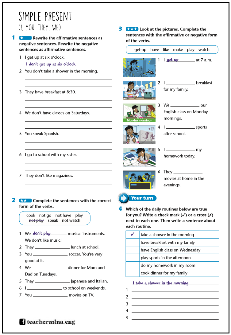 Teachermina: [activity] simple present (I, you, they, we)