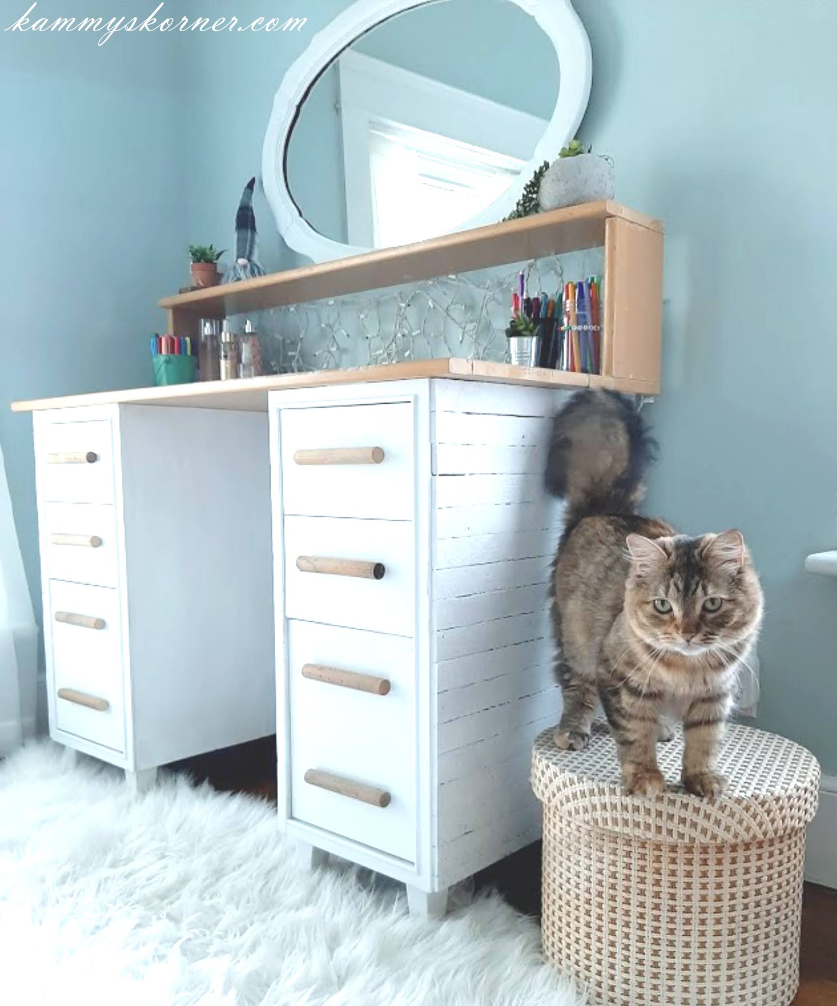 Kammy's Korner: Easy Tween Vanity Desk Built From Nightstands