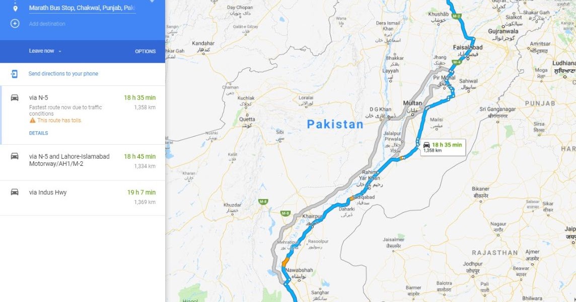 Karachi to Marath,Chakwal (MAP)