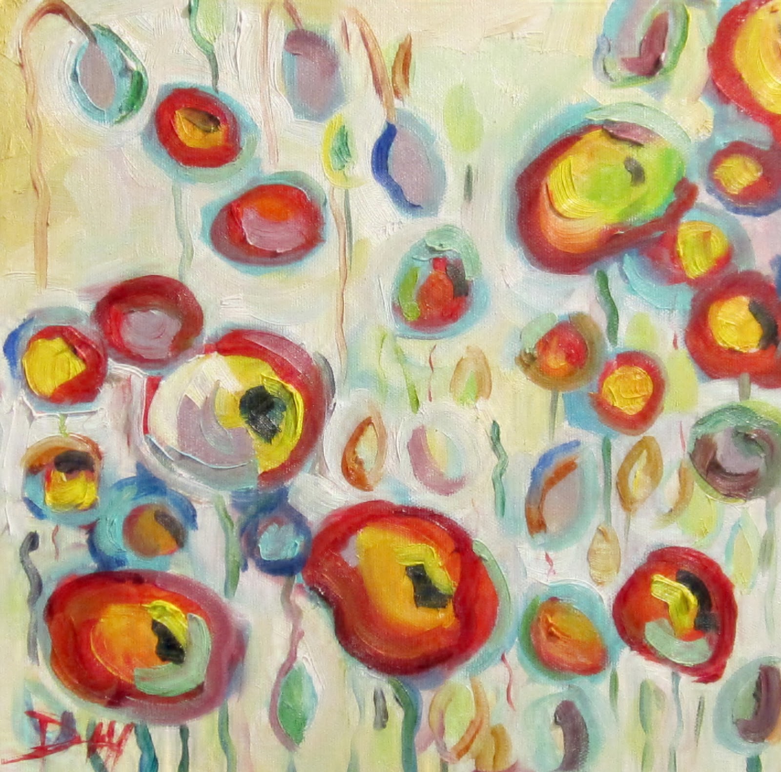 Painting of the Day, Daily Paintings by Delilah: Abstract Poppies