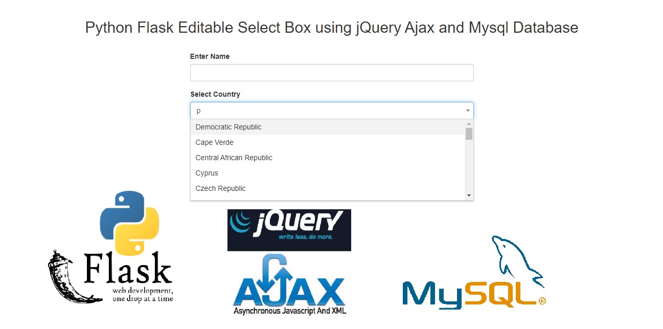 Python Flask Editable Select Box Using Jquery Ajax And Mysql Database Tutorial101