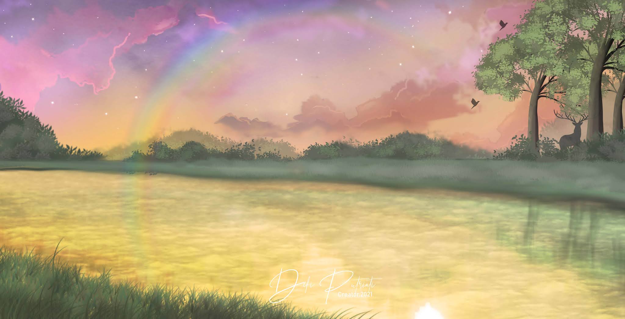 Background Animasi 2D Danau