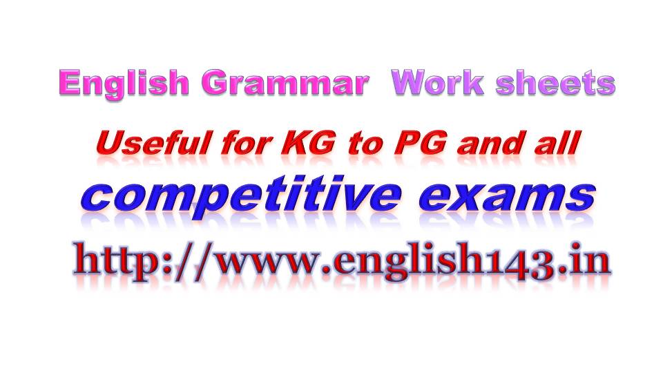 English Grammar Worksheets for KG to PG and all competitive ...
