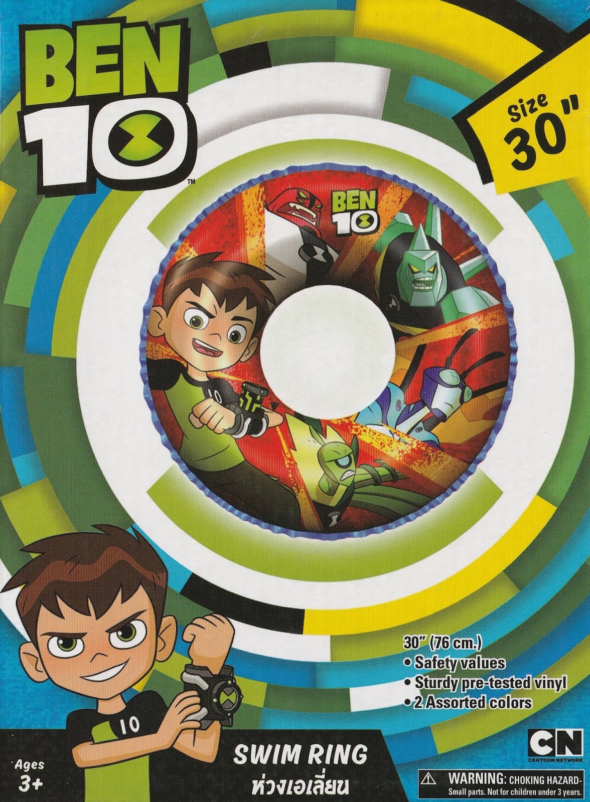 Ben 10 Blue or Yellow Colour Inflatable Swimming Float Ring 76cm (BT06)