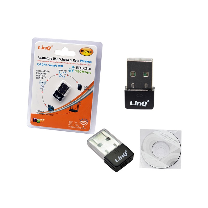 linq Mi-u150+ Adattatore Antenna Nano USB Wireless WiFi Chiavetta ...