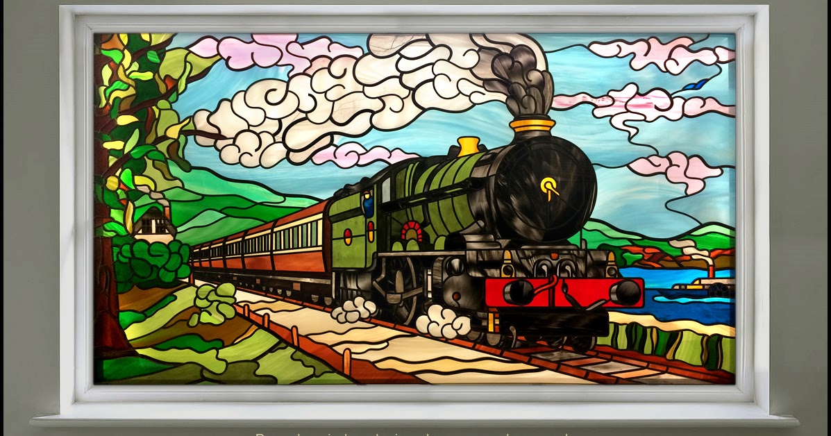 transpress nz: steam train stained glass window, UK
