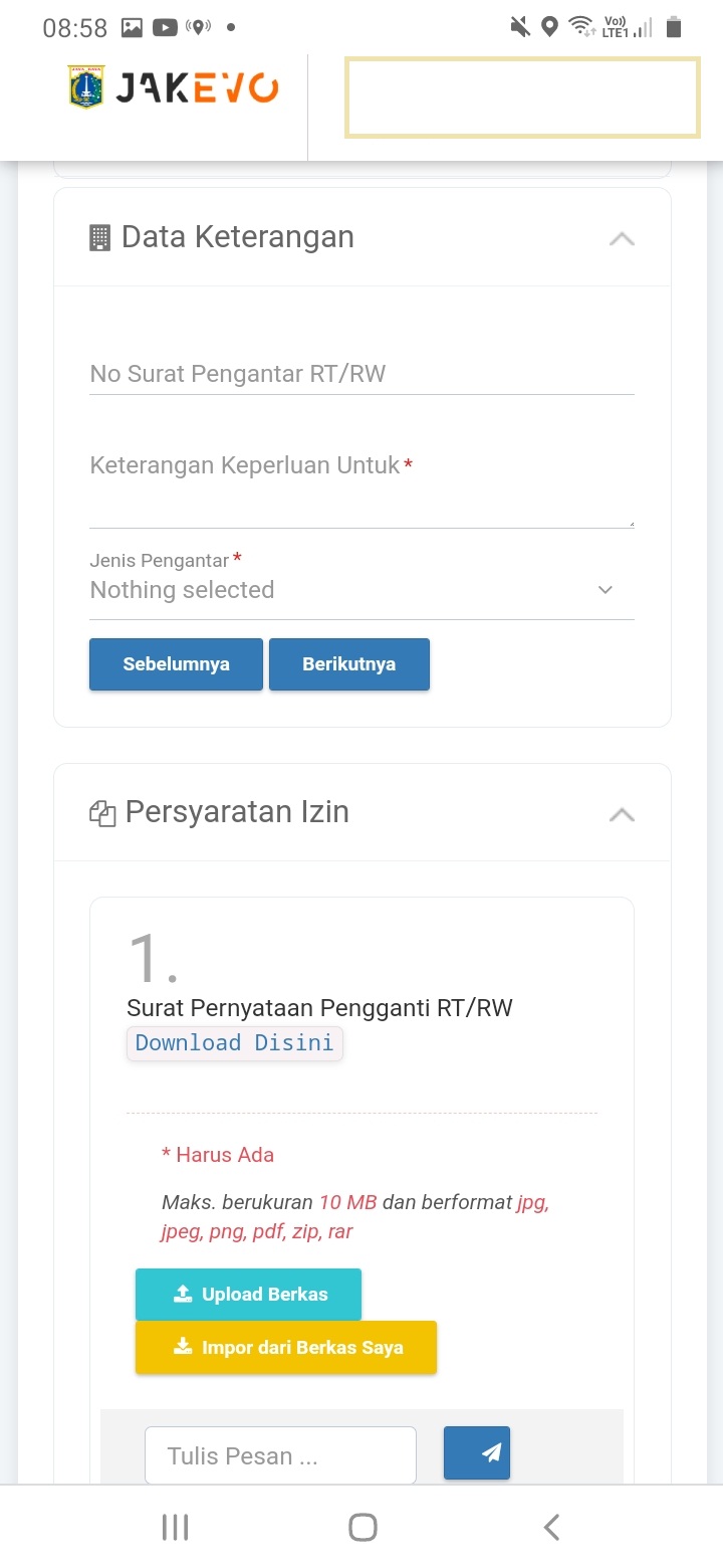 Membuat SKTM (Surat Keterangan Tidak Mampu) Online dengan JAKEVO