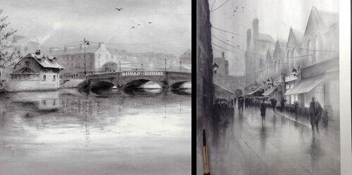 Charcoal Drawings Of Buildings