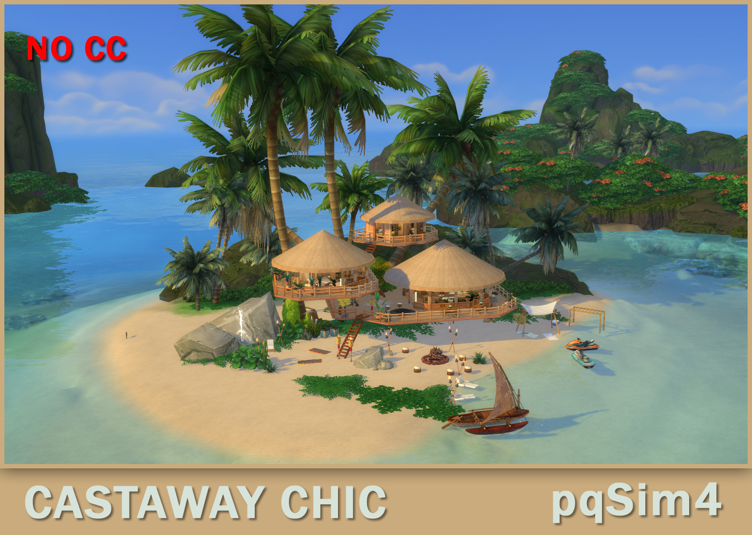 The Sims 4 speed build No CC Island Living Castaway Chic