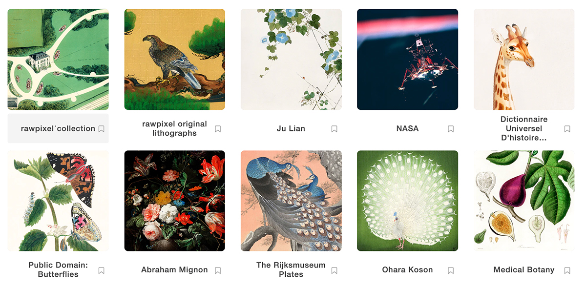 Use original works from the Public Domain with Rawpixel