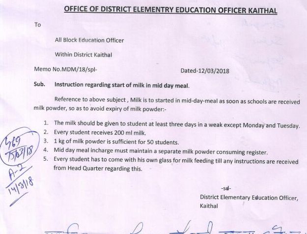 Milk powder instructions Haryana MDM - Teacher Haryana Education News