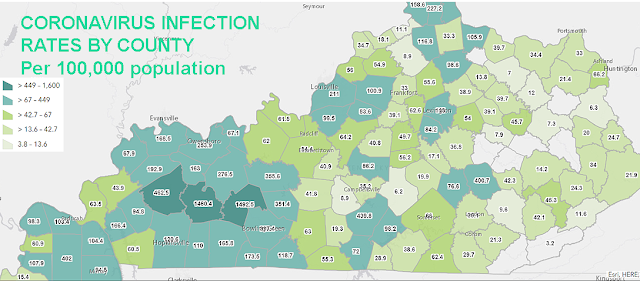 KENTUCKY HEALTH NEWS: Maps show counties' infection rates; coronavirus ...