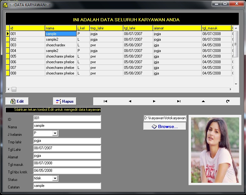 dzaki softmedia: Sistem informasi karyawan berbasis foto