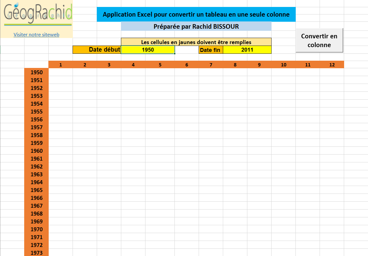 Application pour Transposer un tableau: convertir un tableau en une ...