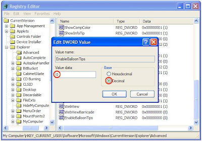 Disable Balloon Tips in the Notification Area ~ COMPUTERSEASY