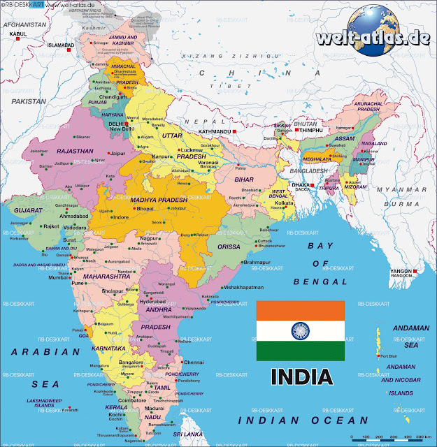 India Political Map With Neighbours - United States Map