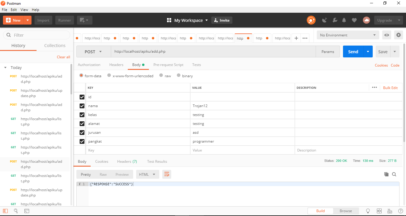 CRUD OPERATION REST API using PHP and MYSQLI | KODE AJAIB CRUD OPERATION REST API using PHP and MYSQLI | KODE AJAIB