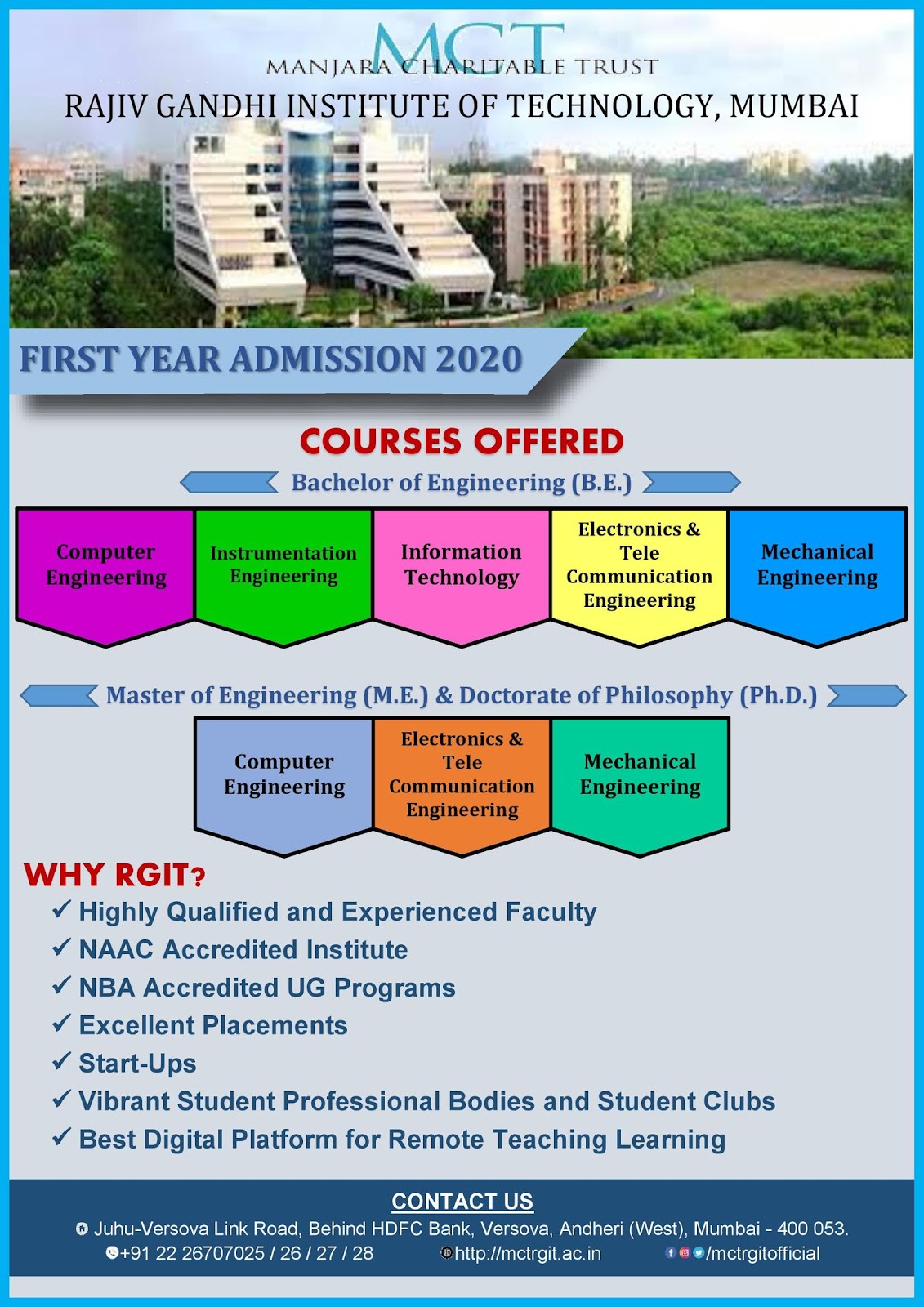 Rajiv Gandhi Institute of Technology, Mumbai: First Year Admission 2020 ...
