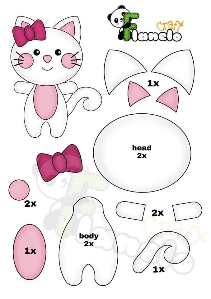 Ursinho Pooh e Gata Marie em Feltro DIY com Molde Grátis para Imprimir ...