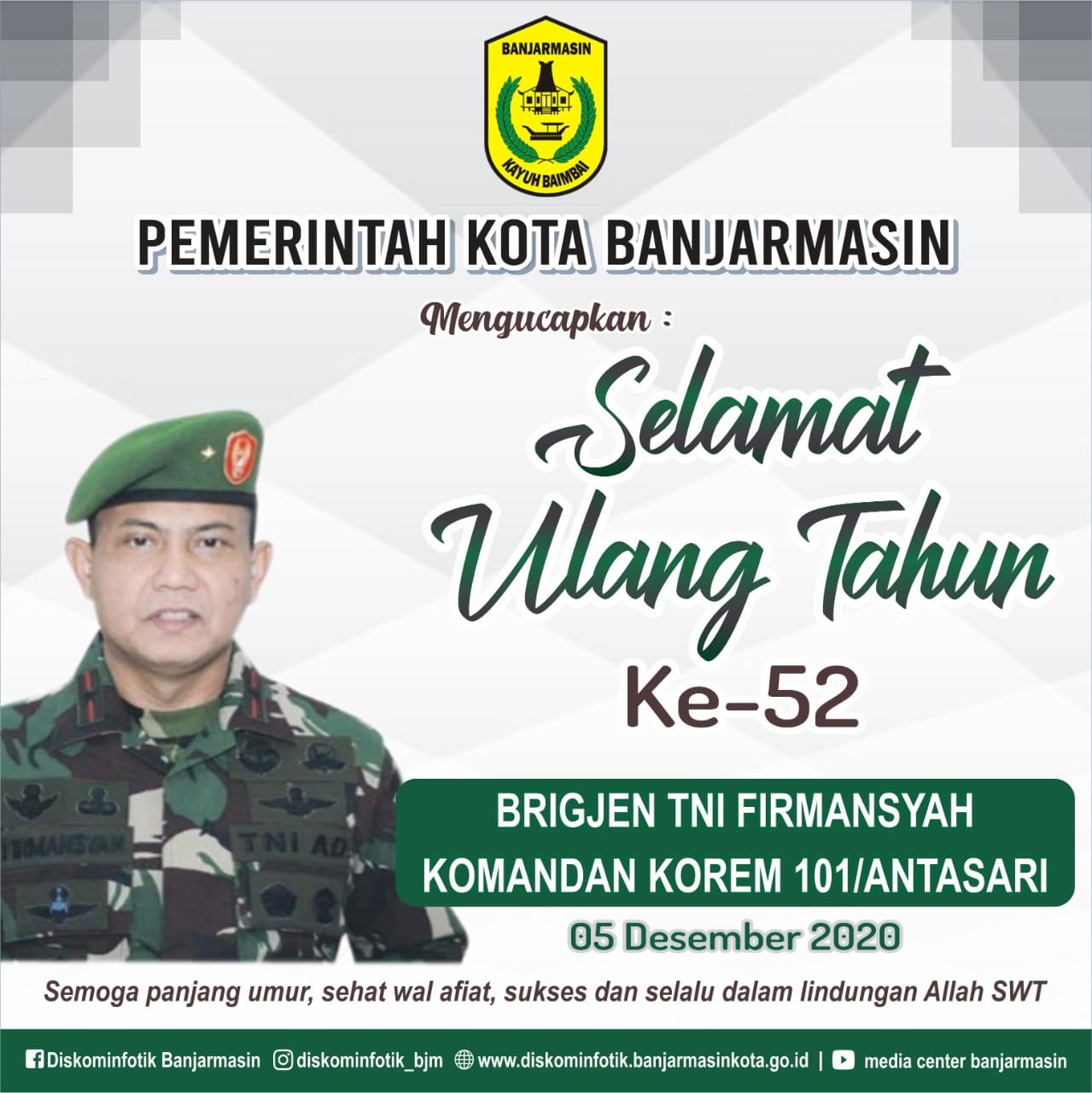 Selamat Ulang Tahun ke-52 untuk Brigjen TNI Firmansyah (Komandan Korem ...