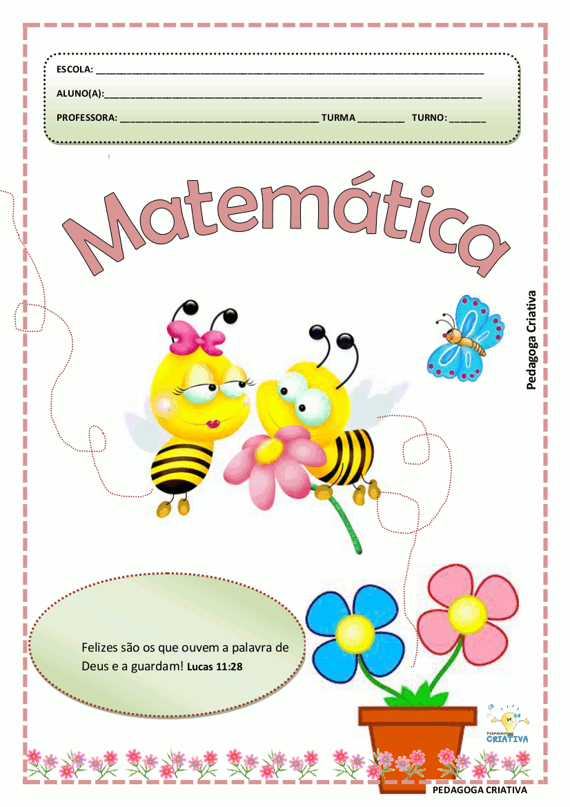 Pedagoga Criativa: Capa para caderno de Matemática Abelhinha