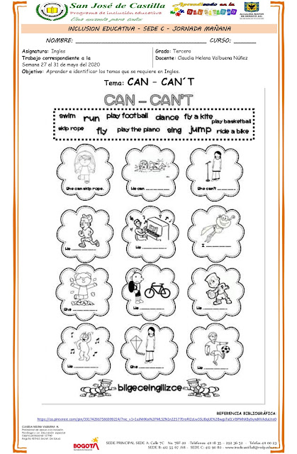 TALLER - INGLES - can y can't