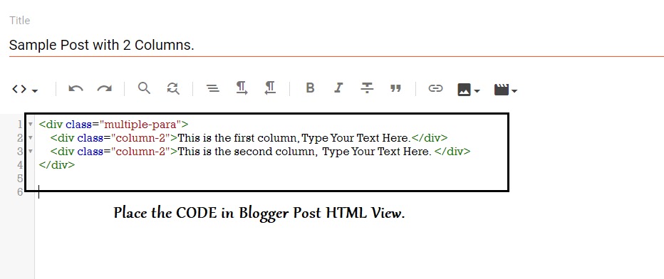 How to Create/Add Multiple Columns in Blogger Posts?