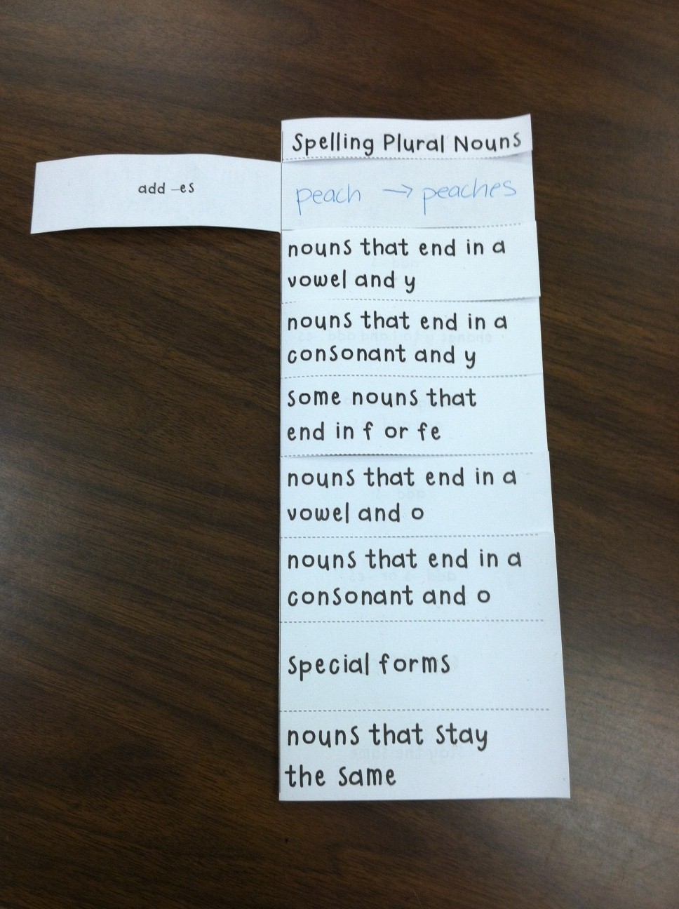 Tearless Teaching: Plural Noun Foldable Graphic Organizer