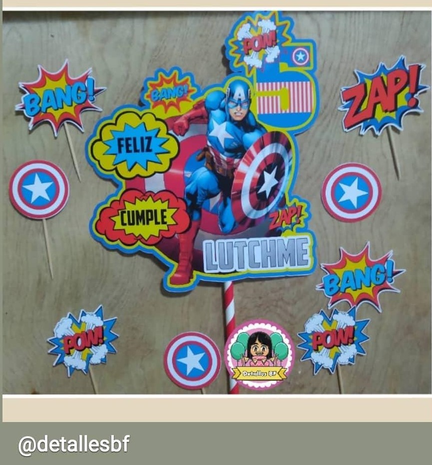 Topper Capitan América Lutchme 5 - Mis Toppers Tus Toppers