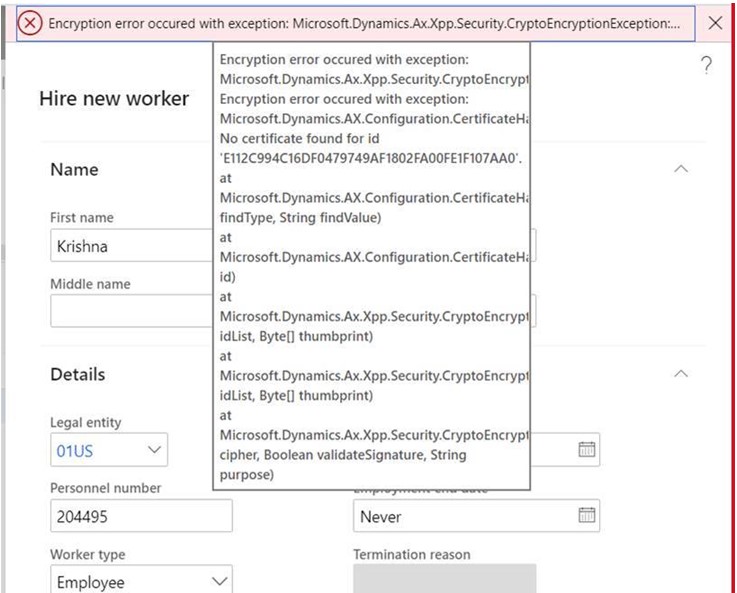 Gear Up DAX: Encryption error occurred with exception or ...