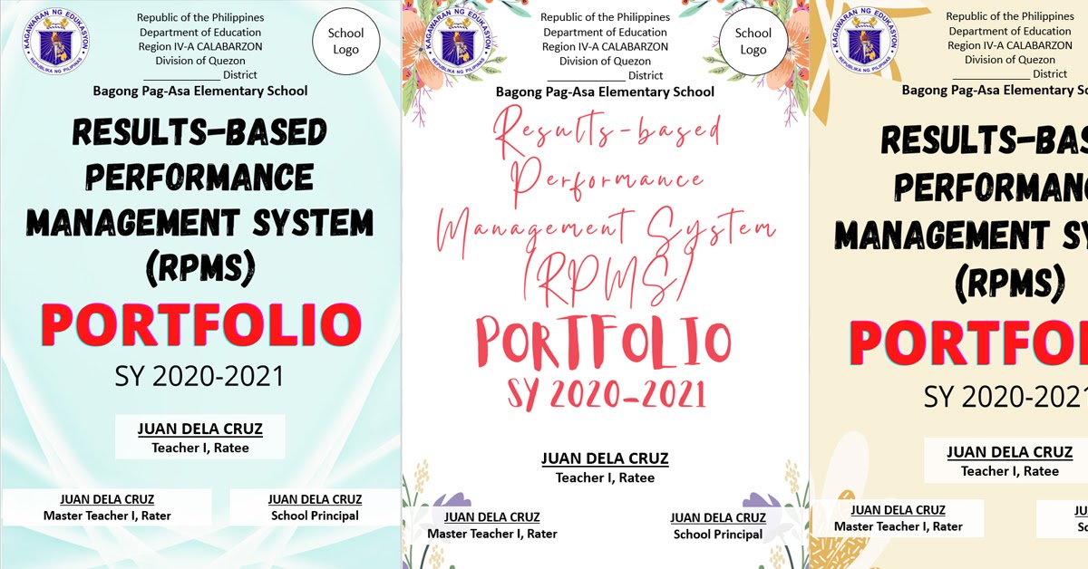 NEW E-RPMS PORTFOLIO FOR TEACHERS (Complete with Covers) 4 New Designs ...