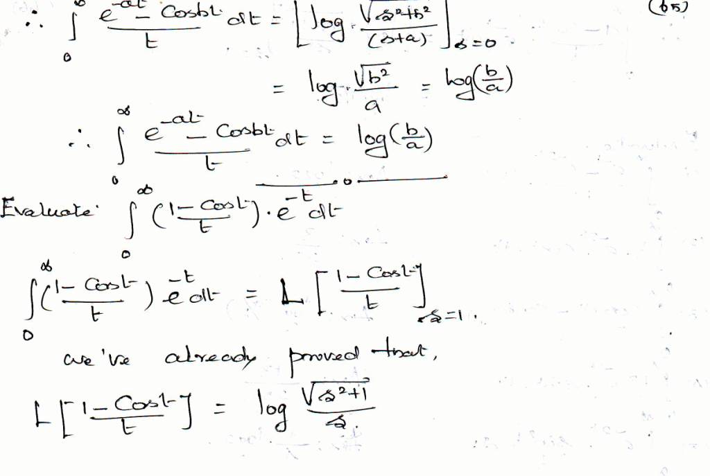 Tpgit Mathematics Laplace Transform Of Integrals Evaluation Of