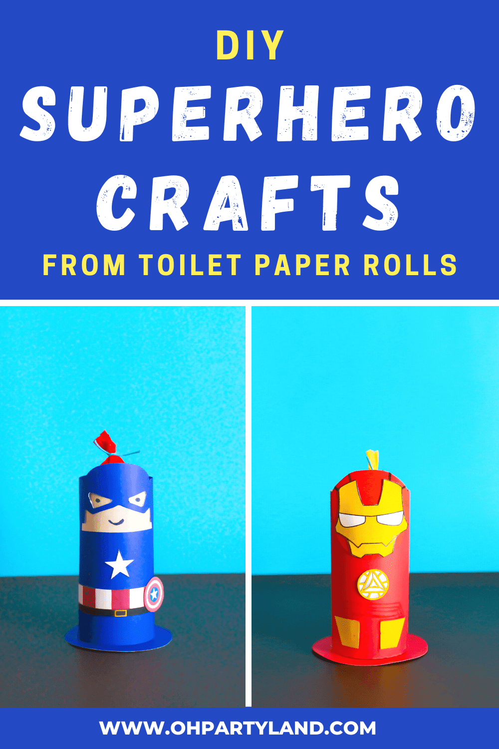 Superhero Crafts - Paper Roll Captain America and Iron man - oh partyland