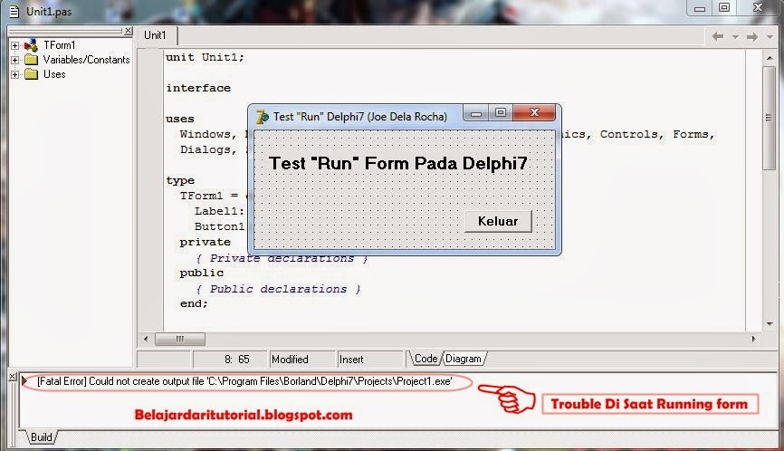 Mengatasi Masalah Saat Run Pada Form Delphi 7 ~ Aneka Tutorial Pemrograman