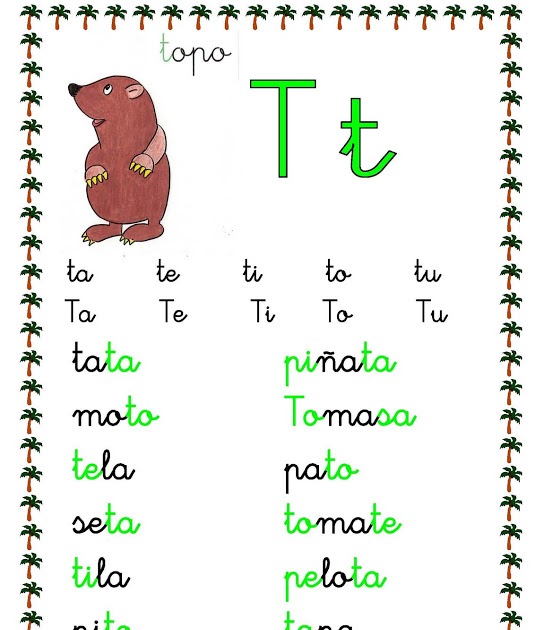 INFANTIL 5 AÑOS: LECTURA LETRA T
