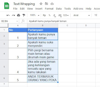 Cara Wrap Text di Google Sheet di Laptop PC Komputer