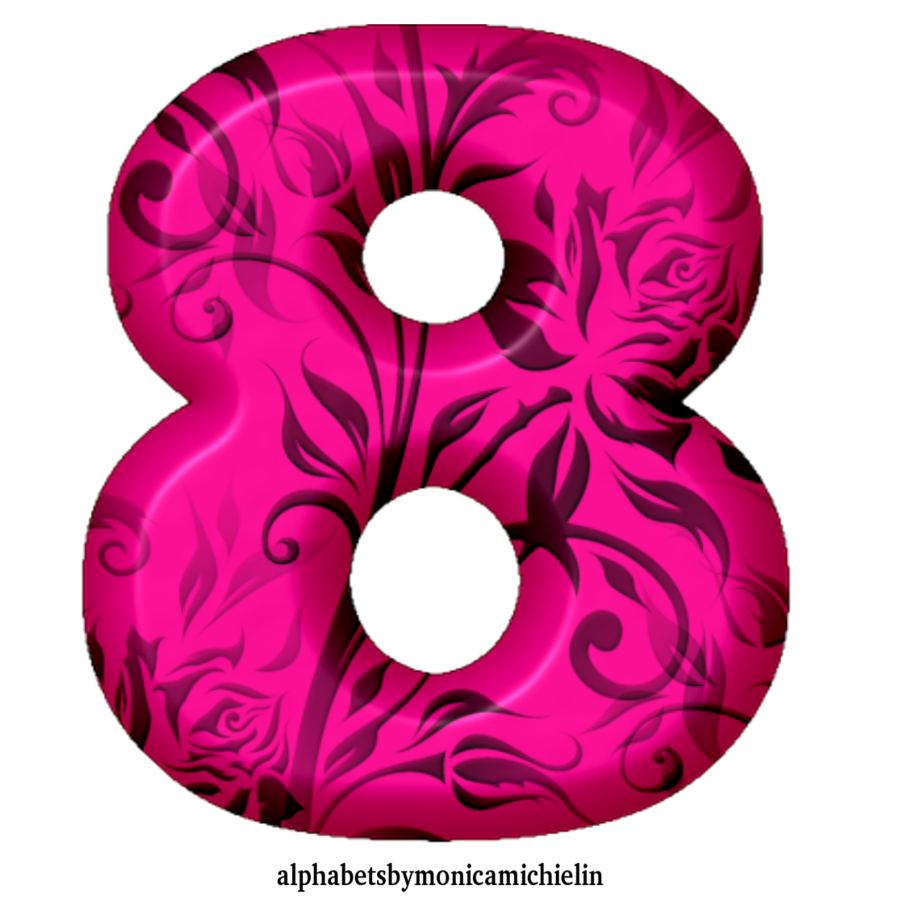 M. Michielin Alphabets: ORNAMENTAL FLOWER ARIAL PINK ALPHABET, NUMBERS ...