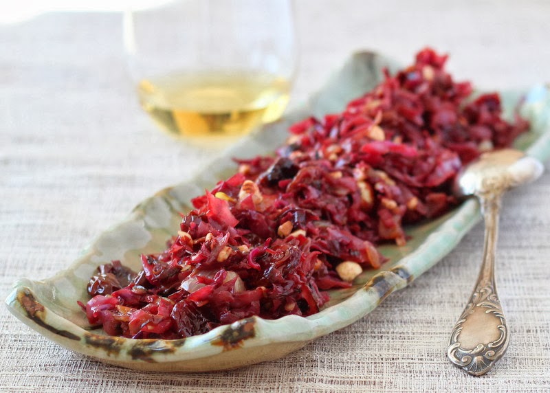 Beyond Salmon: Braised Red Cabbage, Sour Cherries, Nuts