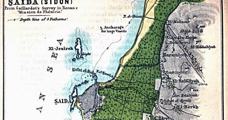 ISRAEL. Ayer y hoy.: MAPA: Sidón en 1.912.