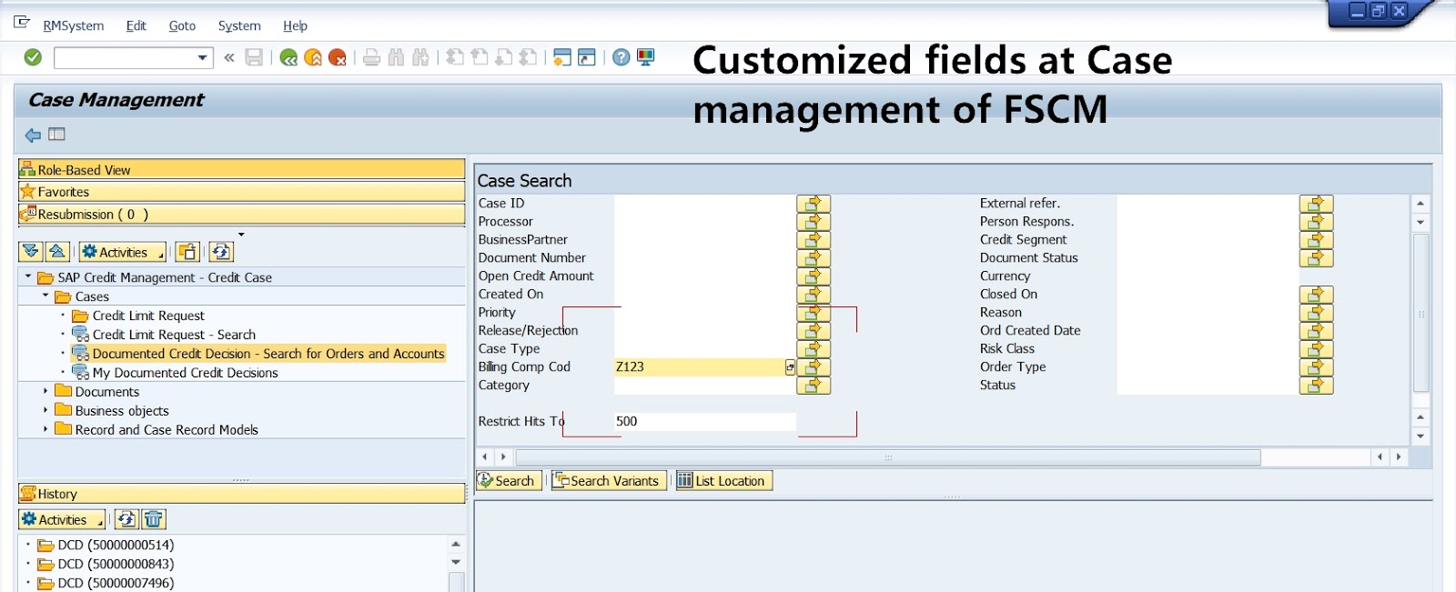 SAP ABAP Central: Customized fields at Case management of FSCM